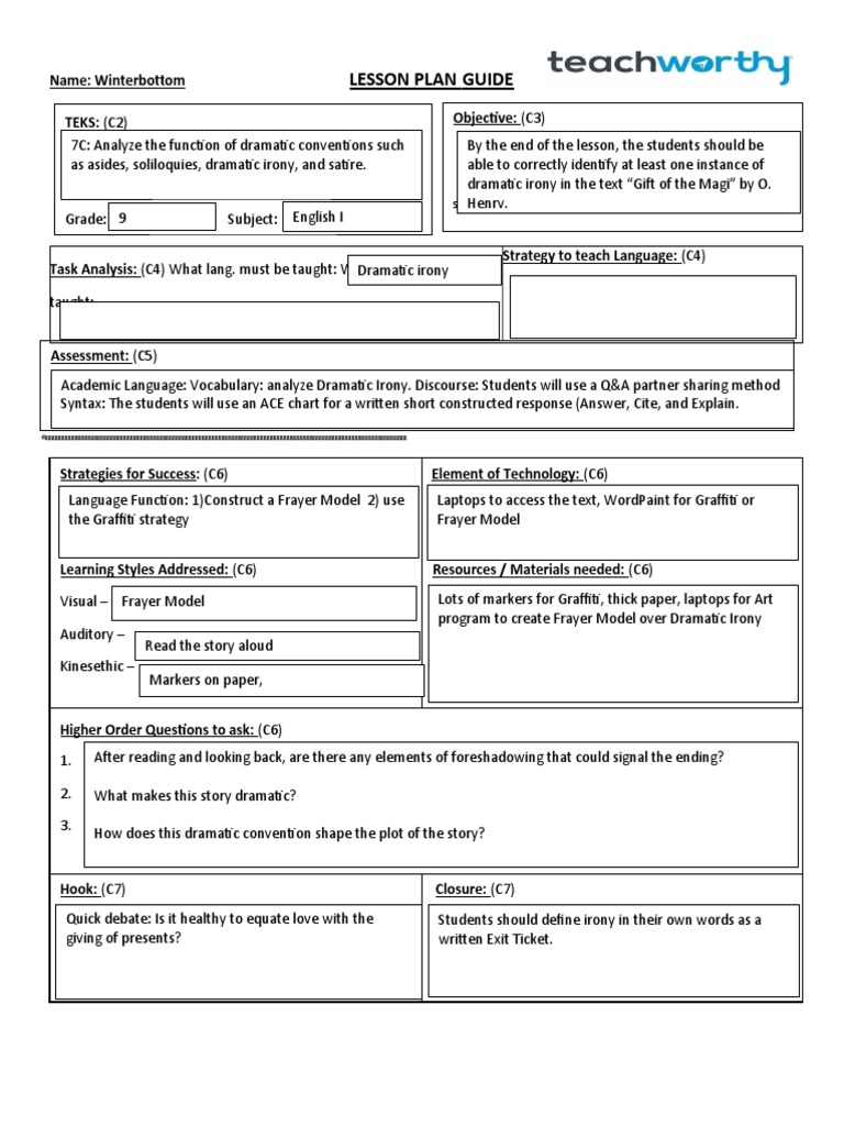 Lesson Plan Guide LPG Word-Jc 2 | PDF