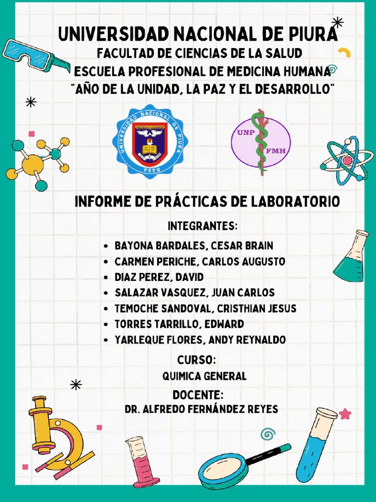 CARATULA QUIMICA INFORME LABORATORIO | PDF
