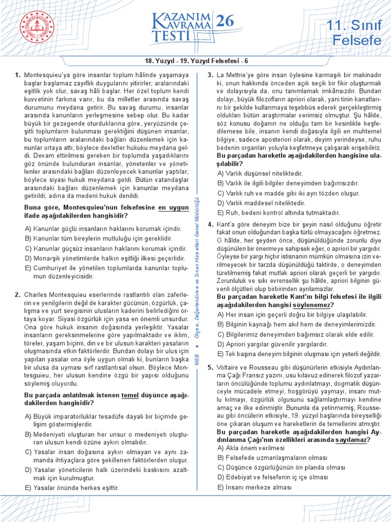 Sınıf Felsefe Felsefe | PDF