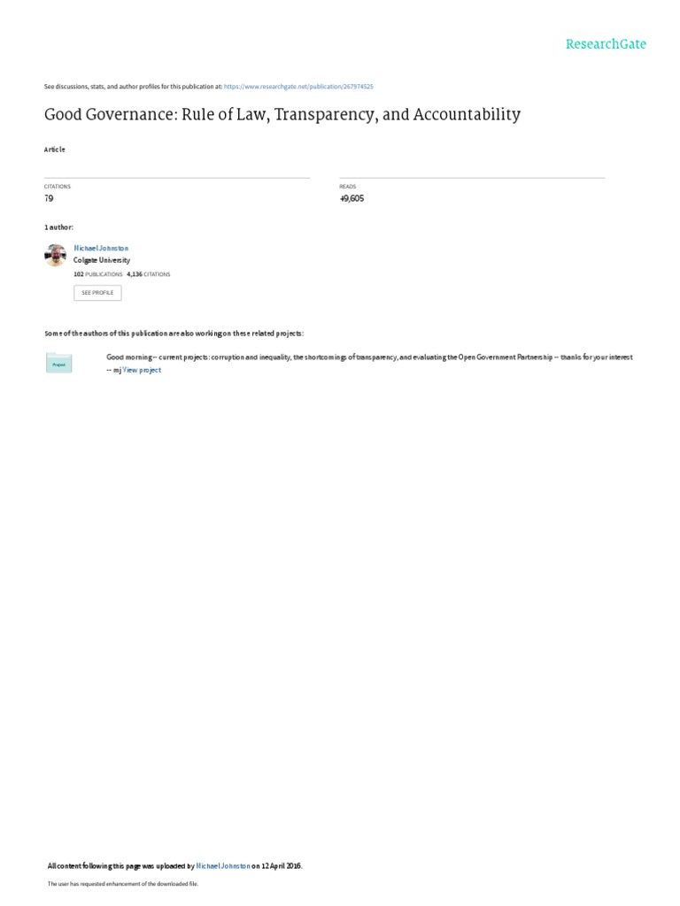 Good Governance Rule of Law Transparency and Accou | PDF | Governance ...