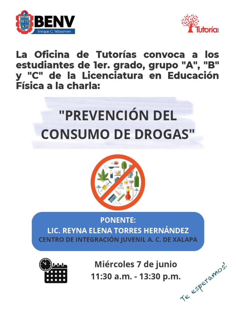 Flyer Charla Preventiva Sobre El Consumo de Drogas | PDF