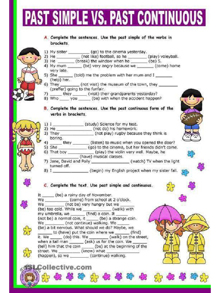 Worksheet Past Simple Past Continuous | PDF