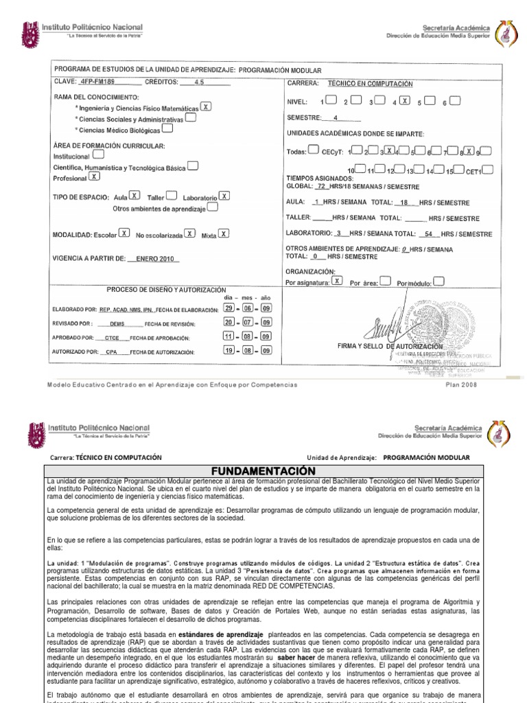 Programación Modular Pdf Aprendizaje Maestros