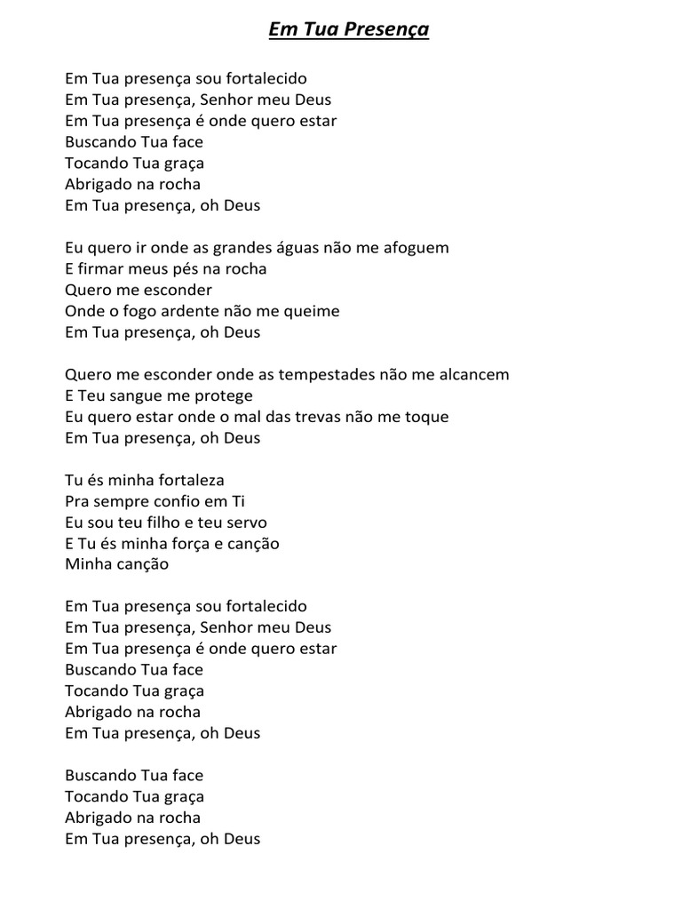 Em Tua Presença Letra | PDF