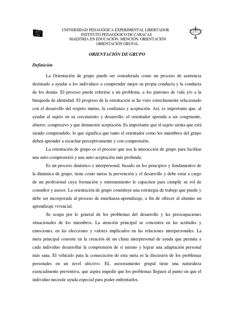 Varios Temas de Orientaciòn Grupal | PDF