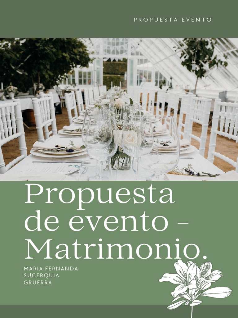 Propuesta de Evento para Matrimonio para Salón de Eventos Delicado ...