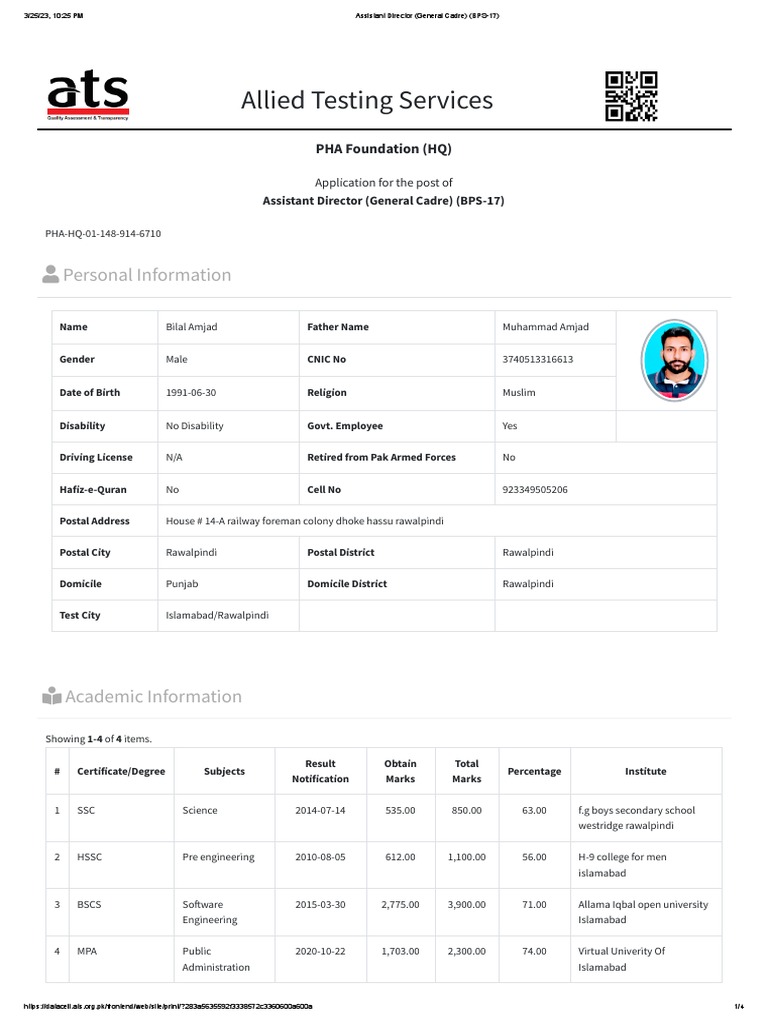 Assistant Director (General Cadre) (BPS-17) | PDF