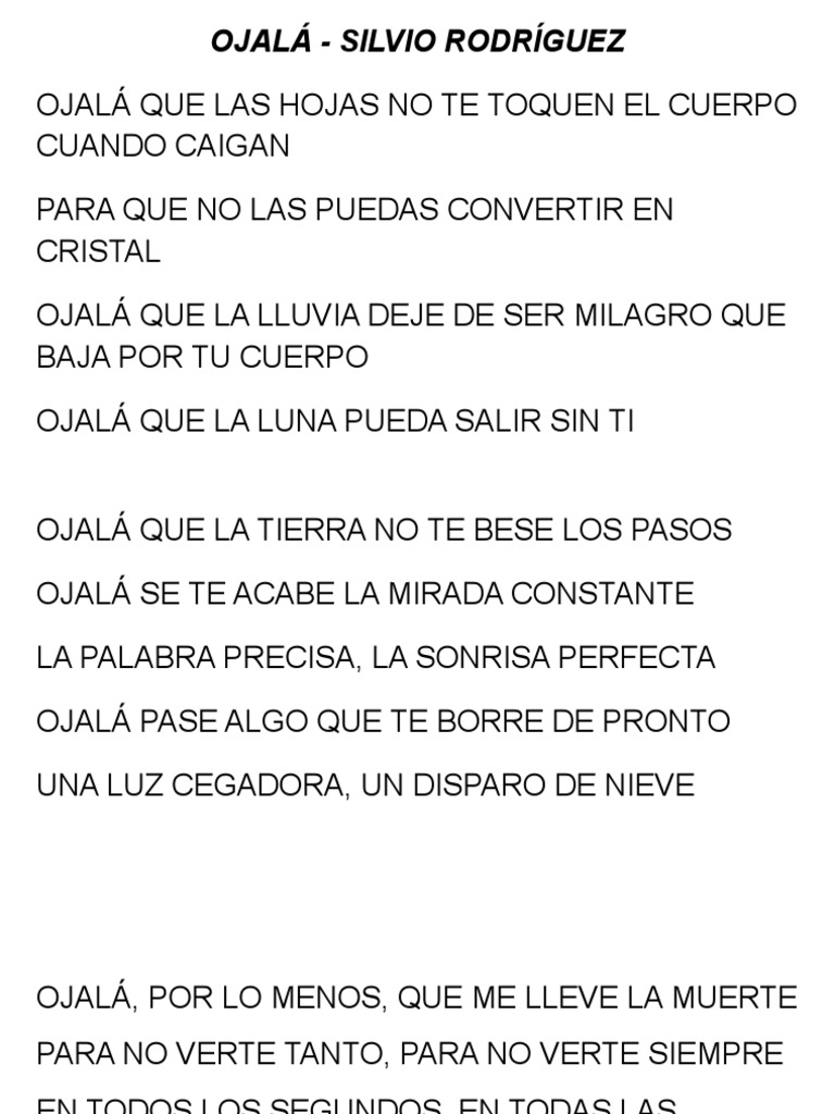 Ojalá: Poema de Silvio Rodríguez | PDF