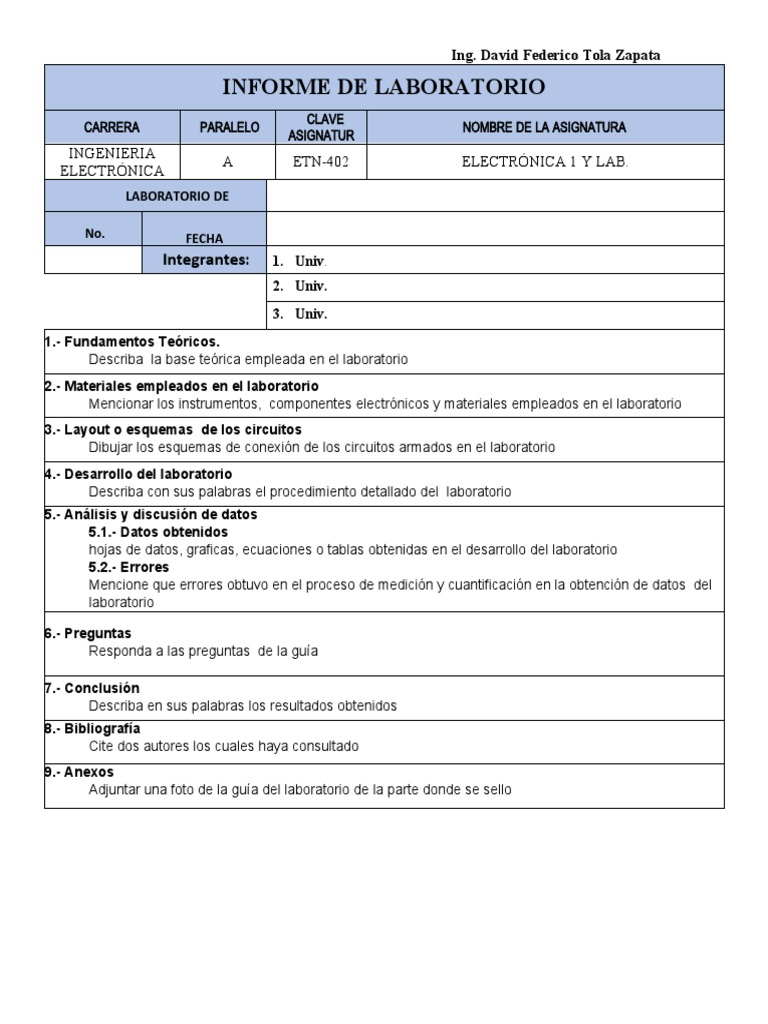Modelo de Informe de Laboratorio | PDF