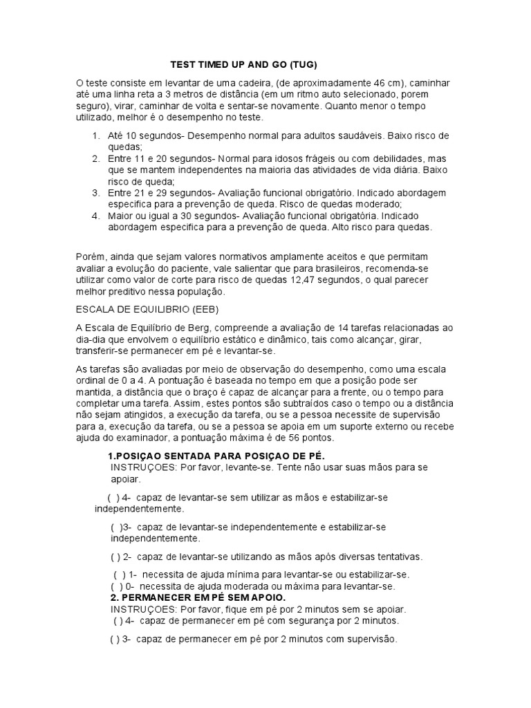 Test Timed Up and Go | PDF | Tempo
