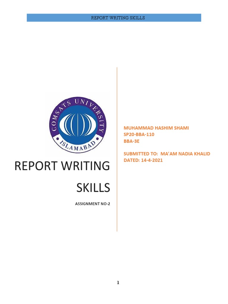 REPORT WRITING SKILLS Assignment 2 | Download Free PDF | Distance ...
