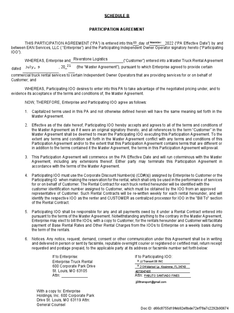 Enterprise PA Agreement | PDF | Insurance | Deductible