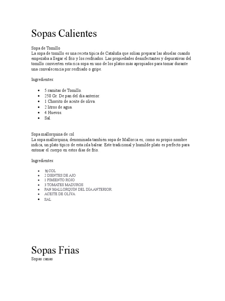 Recetas de Sopas | PDF