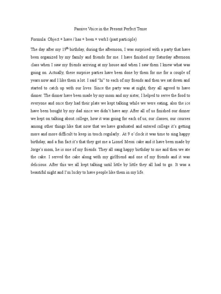 Passive Voice in The Present Perfect Tense | PDF