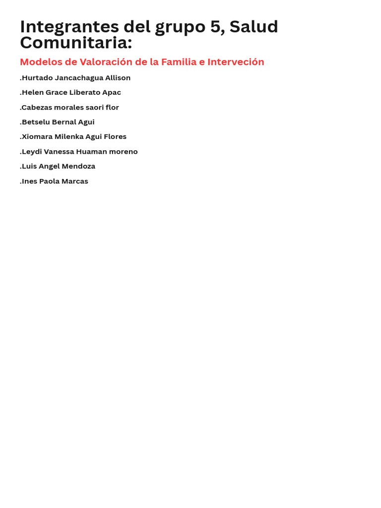 Grupo 5 Valoracion de La Familia | PDF | Familia | Socialización