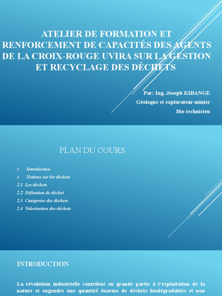 Atelier de Formation Et Renforcement de Capacités Sur | PDF | Déchets ...