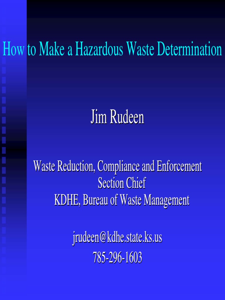 Rudeen Howtomakeahazwastedetermination 2010 | PDF | Hazardous Waste | Waste