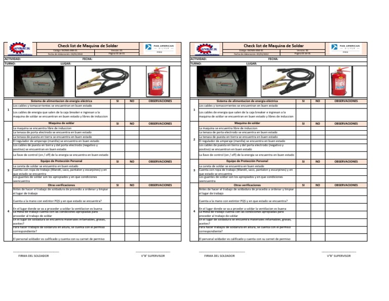 Check List Maquina de Soldar | PDF | Construcción | Soldadura
