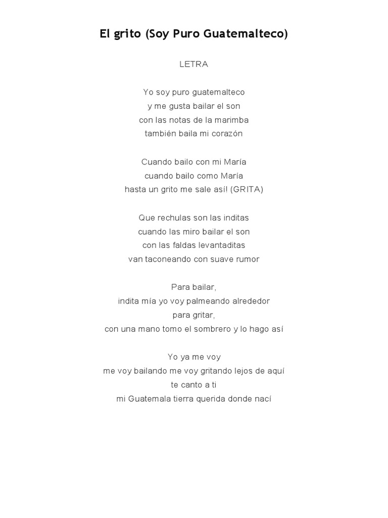 El Grito (Yo Soy Puro Guatemalteco) | PDF