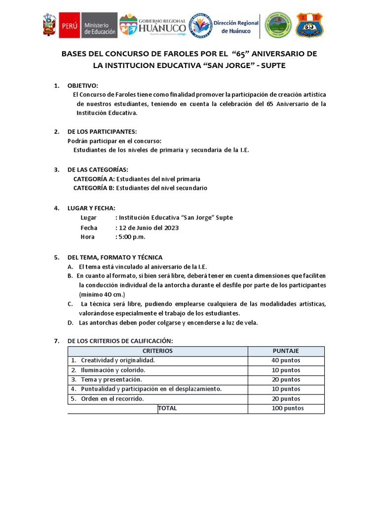 Bases para El Concurso de Faroles | PDF