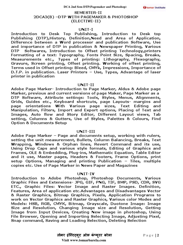 DTP With Pagemaker and Photoshop Elective Paper Notes PDF | PDF | Adobe ...