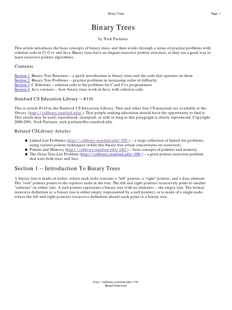 Binary Trees | PDF | Pointer (Computer Programming) | Mathematical Logic