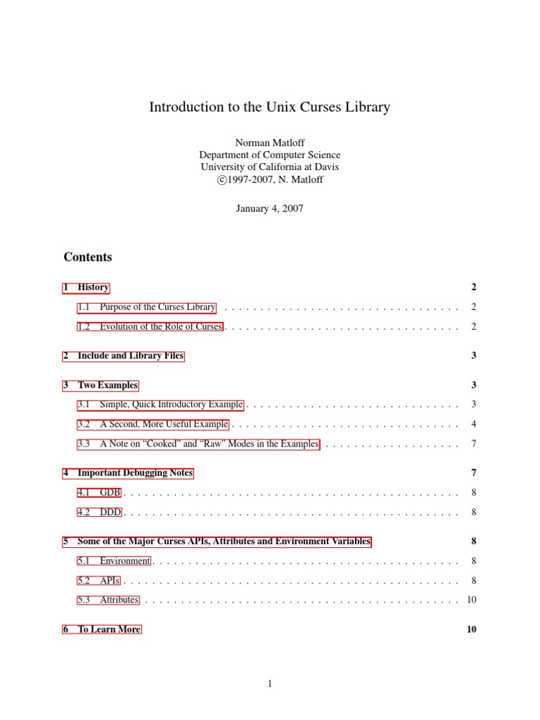 Introduction To The Unix Curses Library Pdf Computer Terminal Command Line Interface 