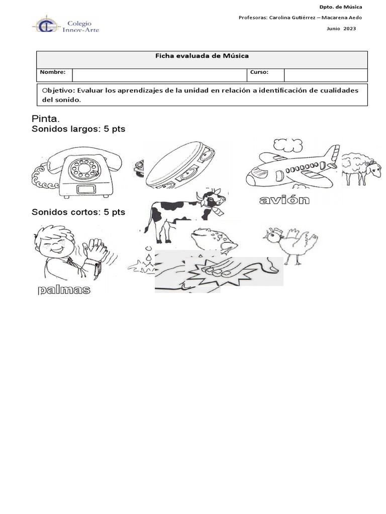 Prueba de Música Los Sonidos | PDF