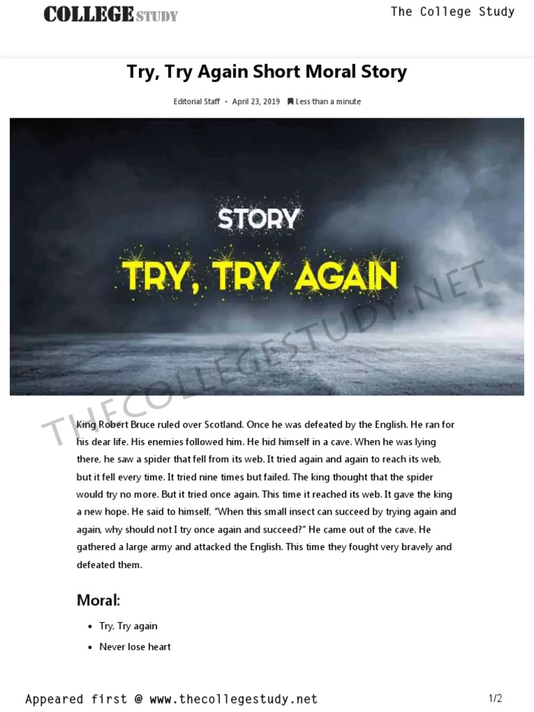 Try, Try Again: A Moral Story | PDF