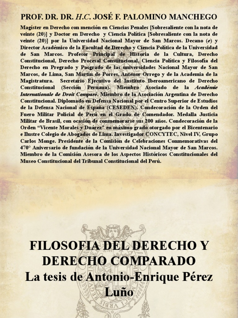 FILOSOFIA DEL DERECHO Y DERECHO COMPARADO. La Tesis de Antonio-Enrique ...