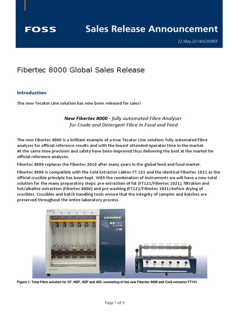 Fibertec 8000 Sales Release Announcement | PDF | Automation | Filtration