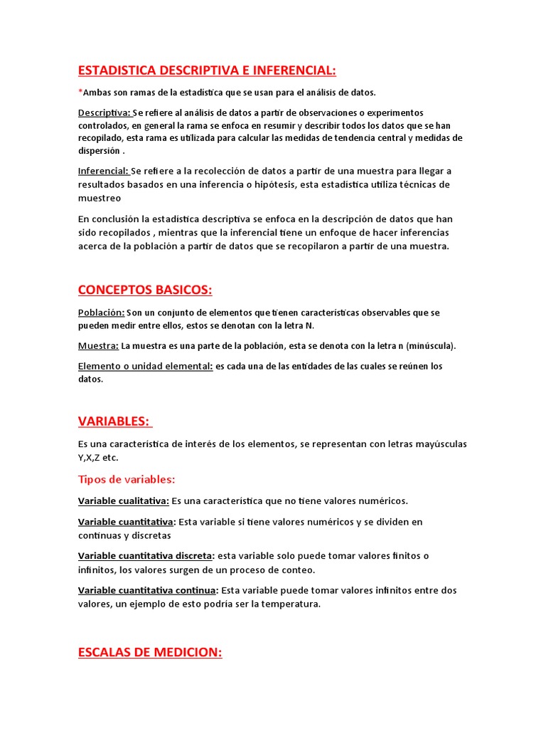 Estadistica Descriptiva e Inferencial | PDF | Estadísticas | Nivel de medida