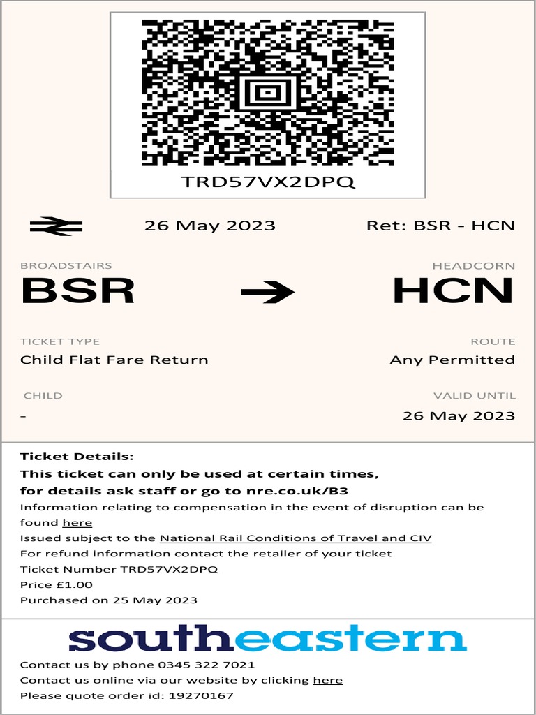 Example Downloadable UK Train Ticket | PDF