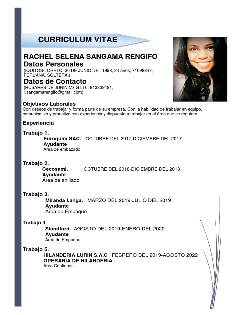 CV - Con - Experiencia Rachel | PDF