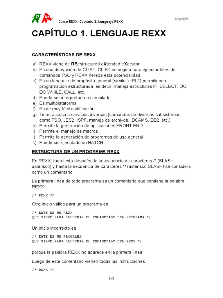 Introducción al Lenguaje REXX | PDF | Programación | Programa de ...