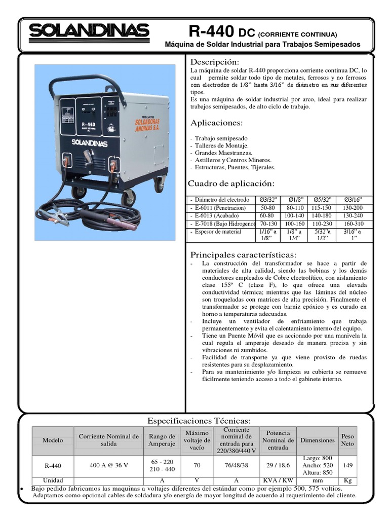 Solandinas-R-440 Ficha Tecnica | PDF