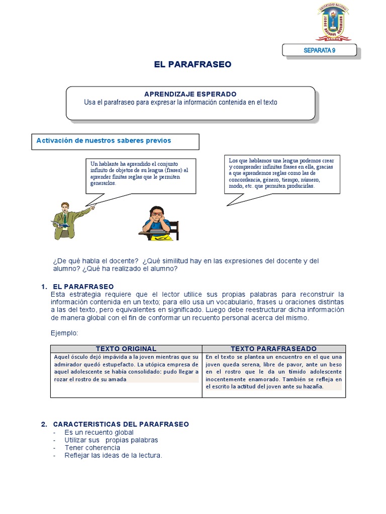 MODULOS 9 El Parafraseo. | PDF | Coma | Aprendizaje