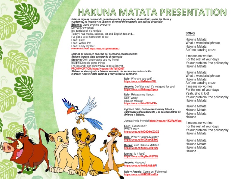 Hakuna Matata Presentation - SPEECH | PDF