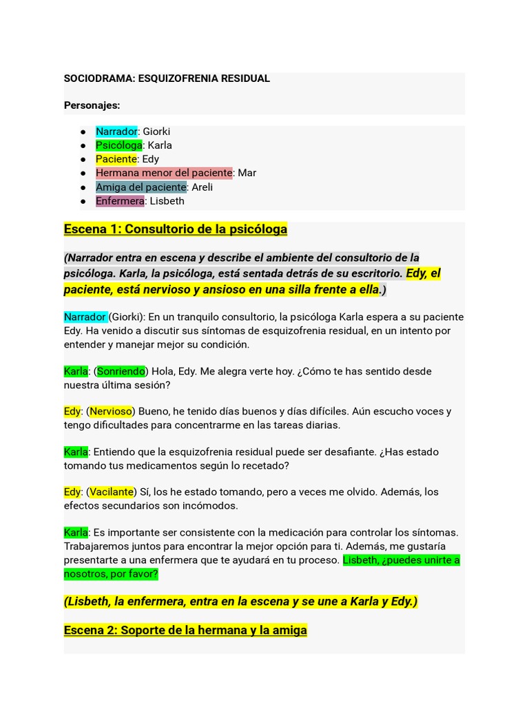 GUION | PDF | Esquizofrenia | Terapia de conducta cognitiva