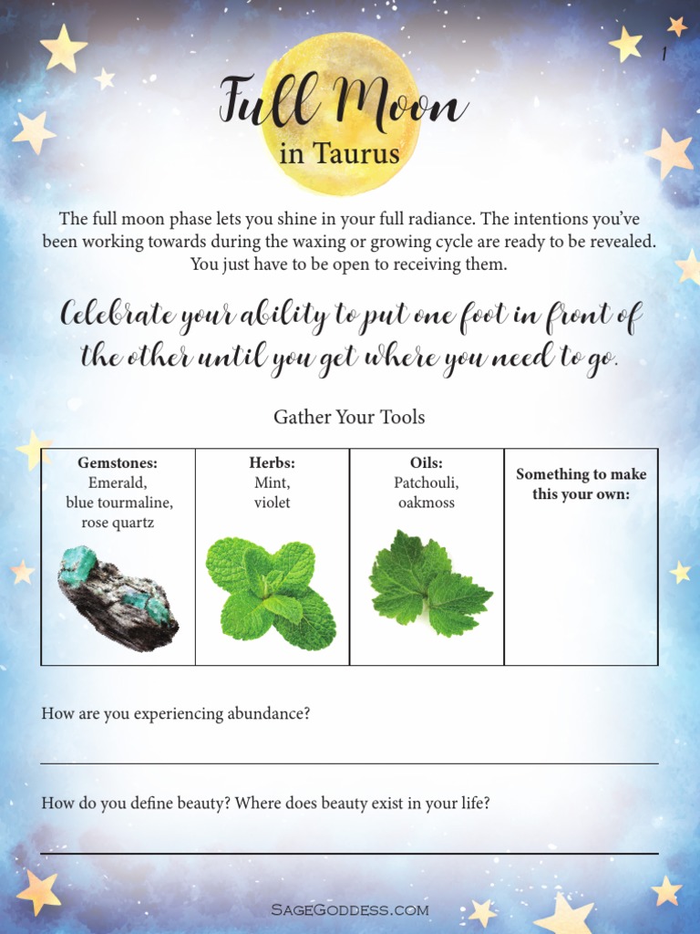 2 Taurus Full Moon Worksheet-6arqiq | PDF