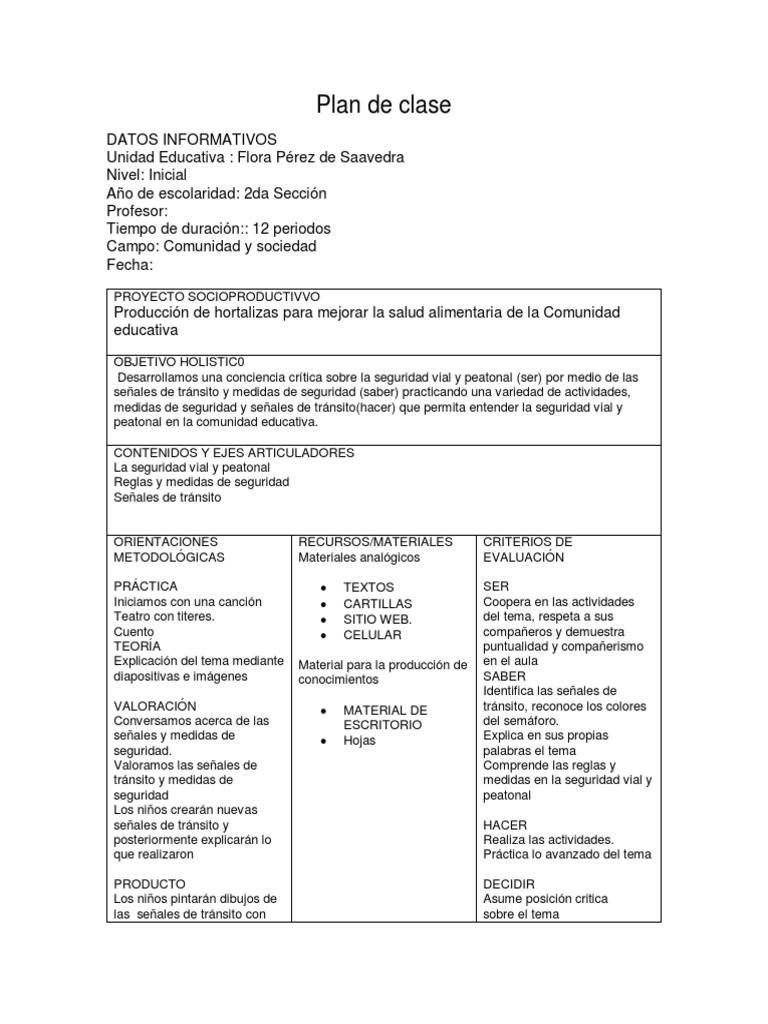 Plan de Clase | PDF | Evaluación | Ciencia cognitiva