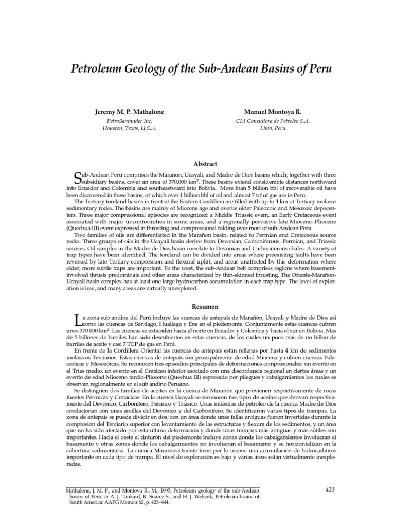 Petroleum Geology of Peru's Basins | PDF | Sedimentary Basin ...