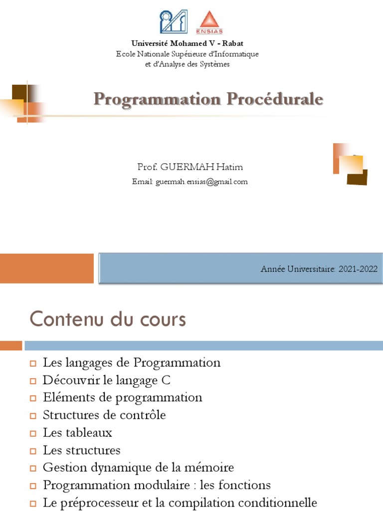 Cours VF | PDF | Programmation informatique | C (Langage de programmation)
