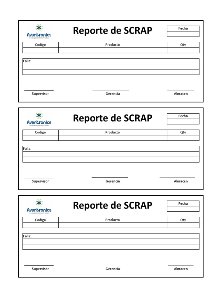 Formato de Scrap | PDF