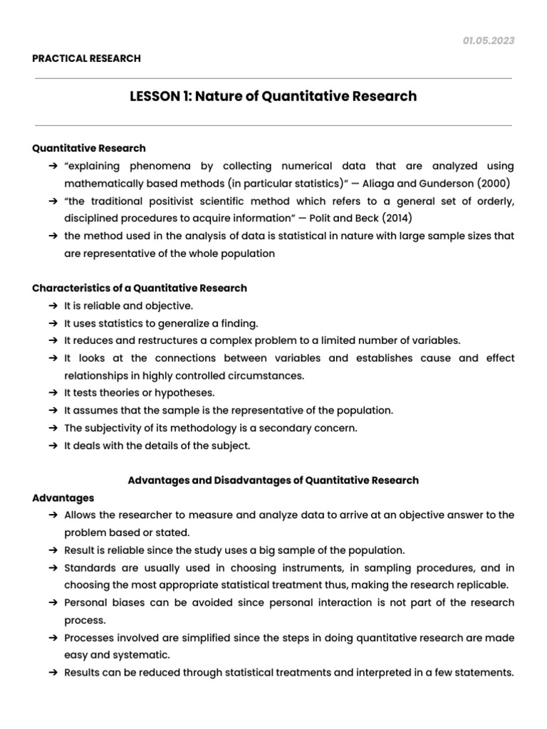 Nature of Quantitative Research | PDF | Statistics | Methodology