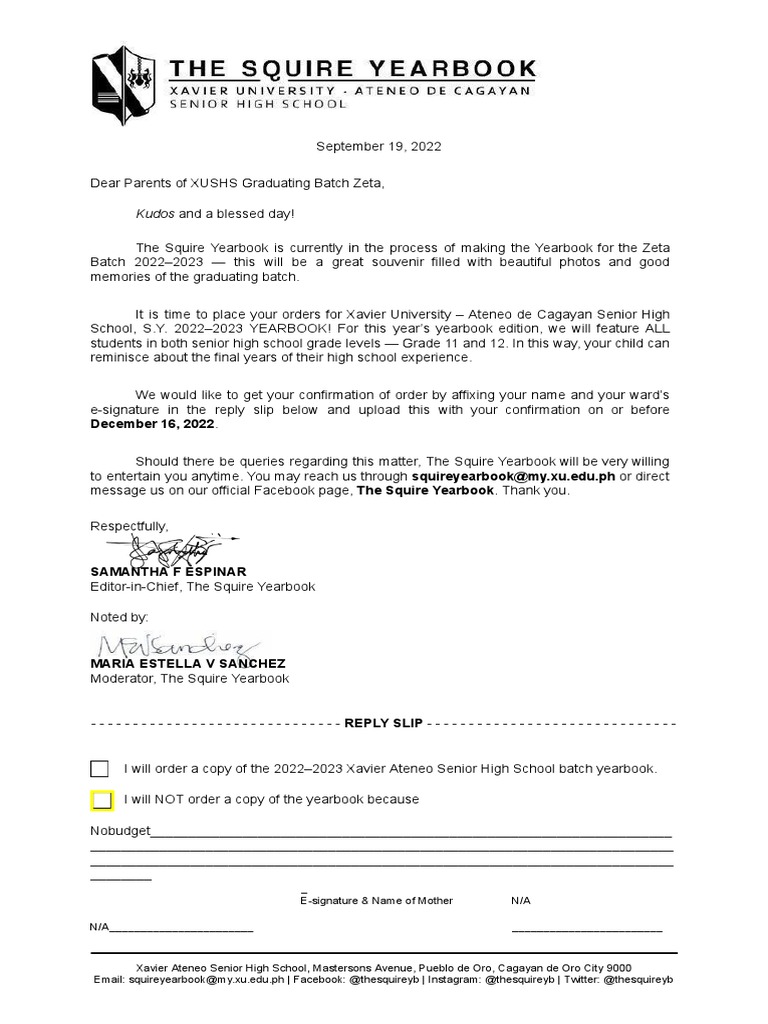 Letter to Parents and Reply Slip | PDF | Written Communication | Publishing