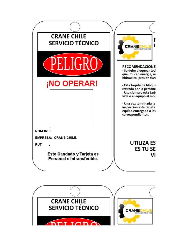 Formato Tarjeta De Bloqueo Pdf Ingenieria Eléctrica