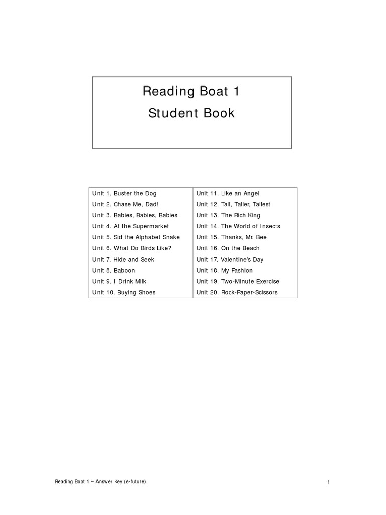 Reading Boat 1 SB Answer Key | PDF