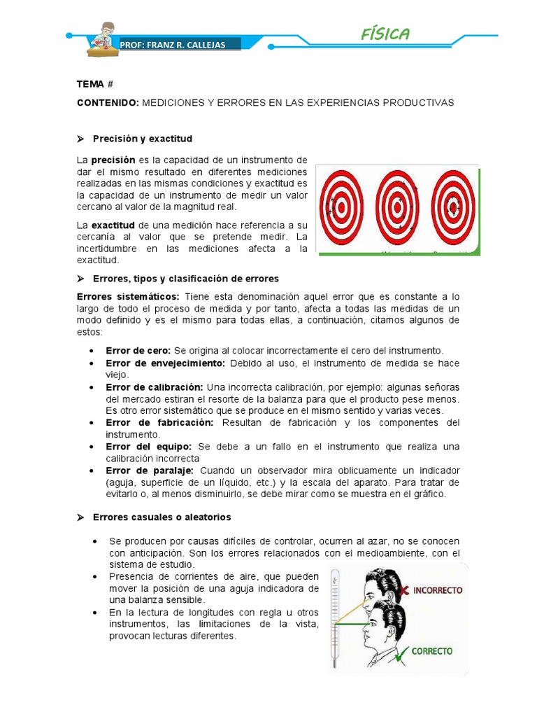 Tema Mediciones y Errores en Las Experiencias Productivas | PDF