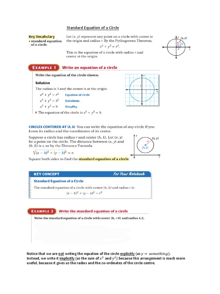 Equation of A Circle | PDF | Circle | Mathematical Analysis